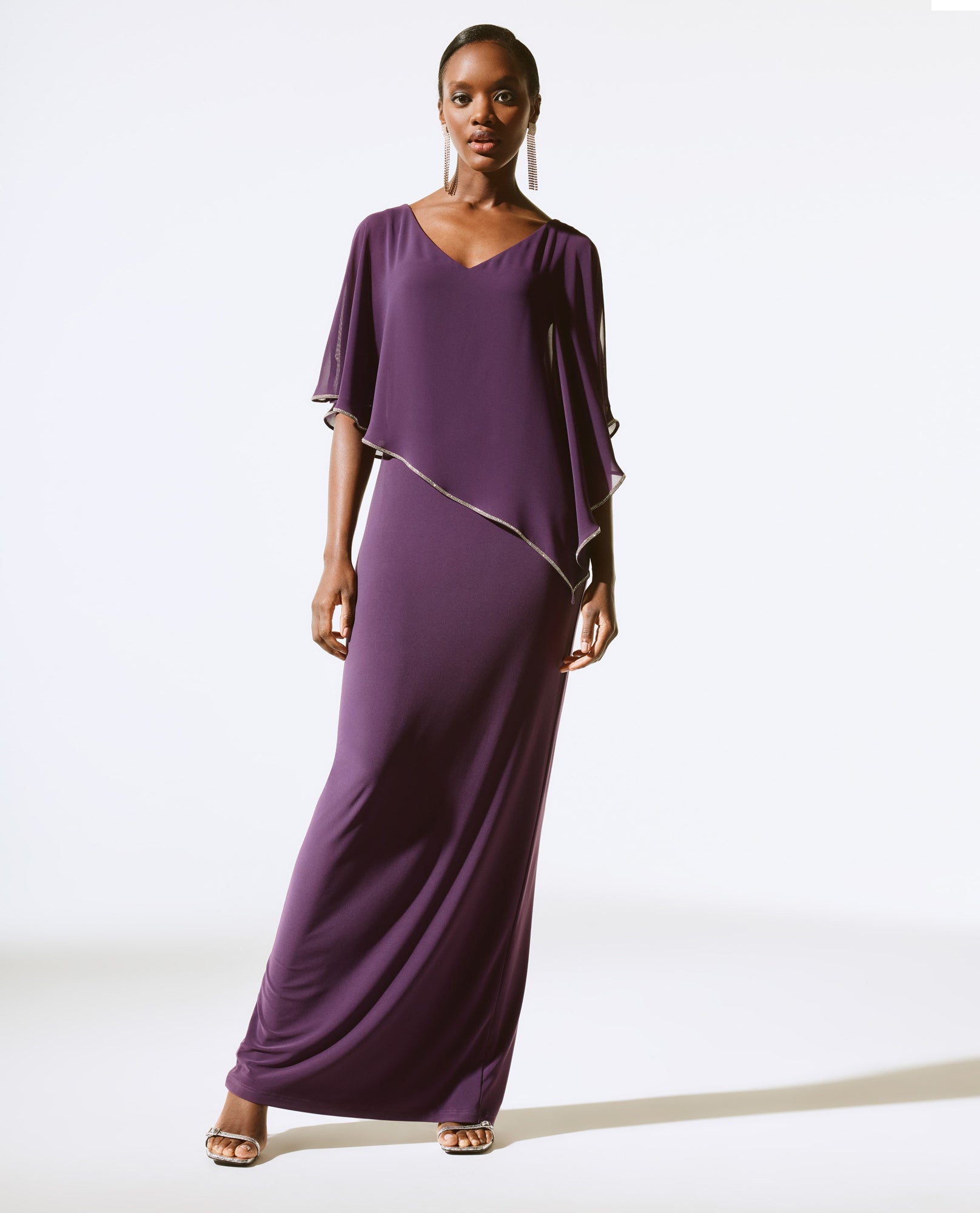 JOSEPH RIBKOFF 221385F24 CHIFFON LAYERED WITH RHINESTONE CAPELET – The ...