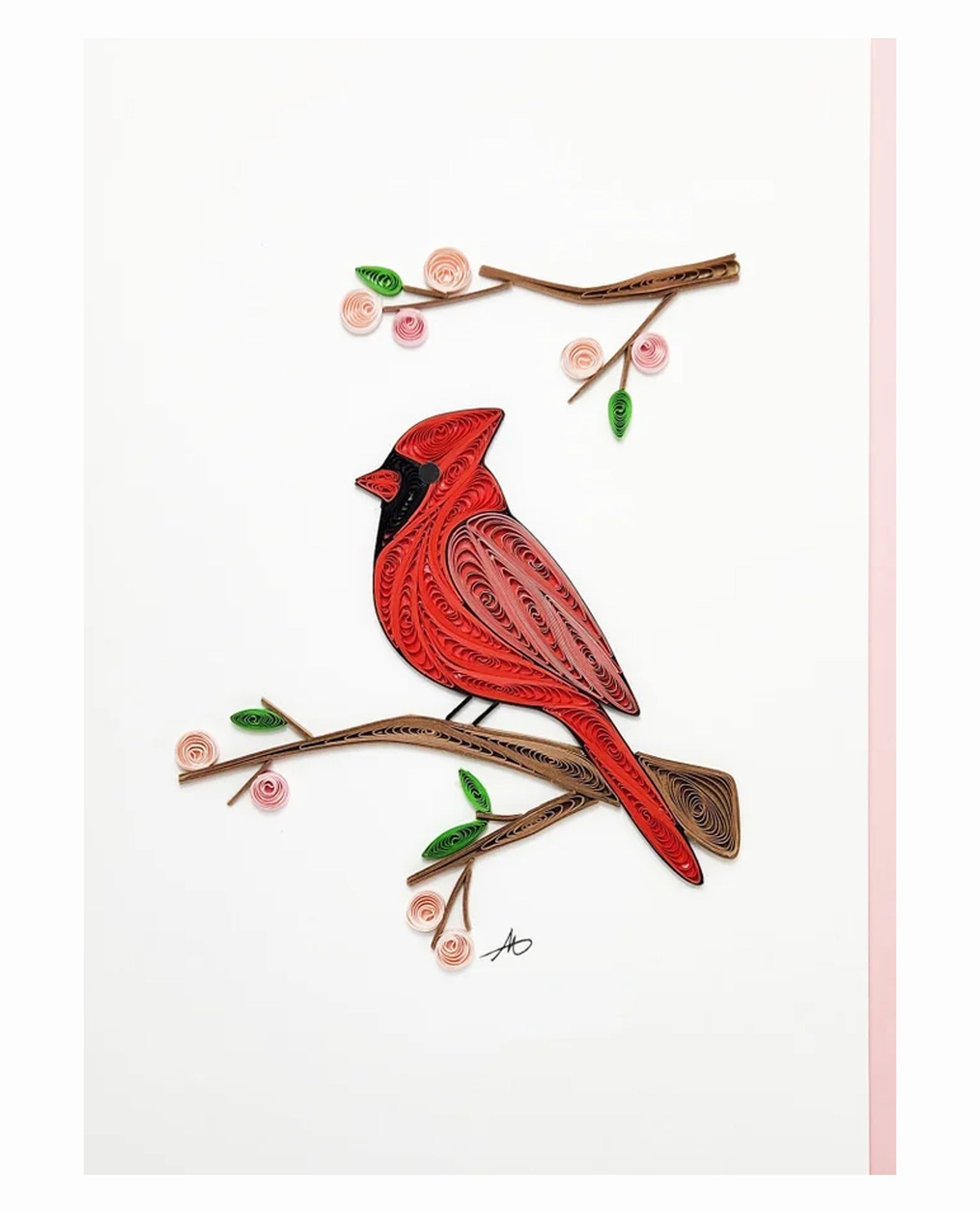 ICONIC QUILLING 253S CARDINAL WITH CHERRY BLOSSOM 5X7 CARD – The ...