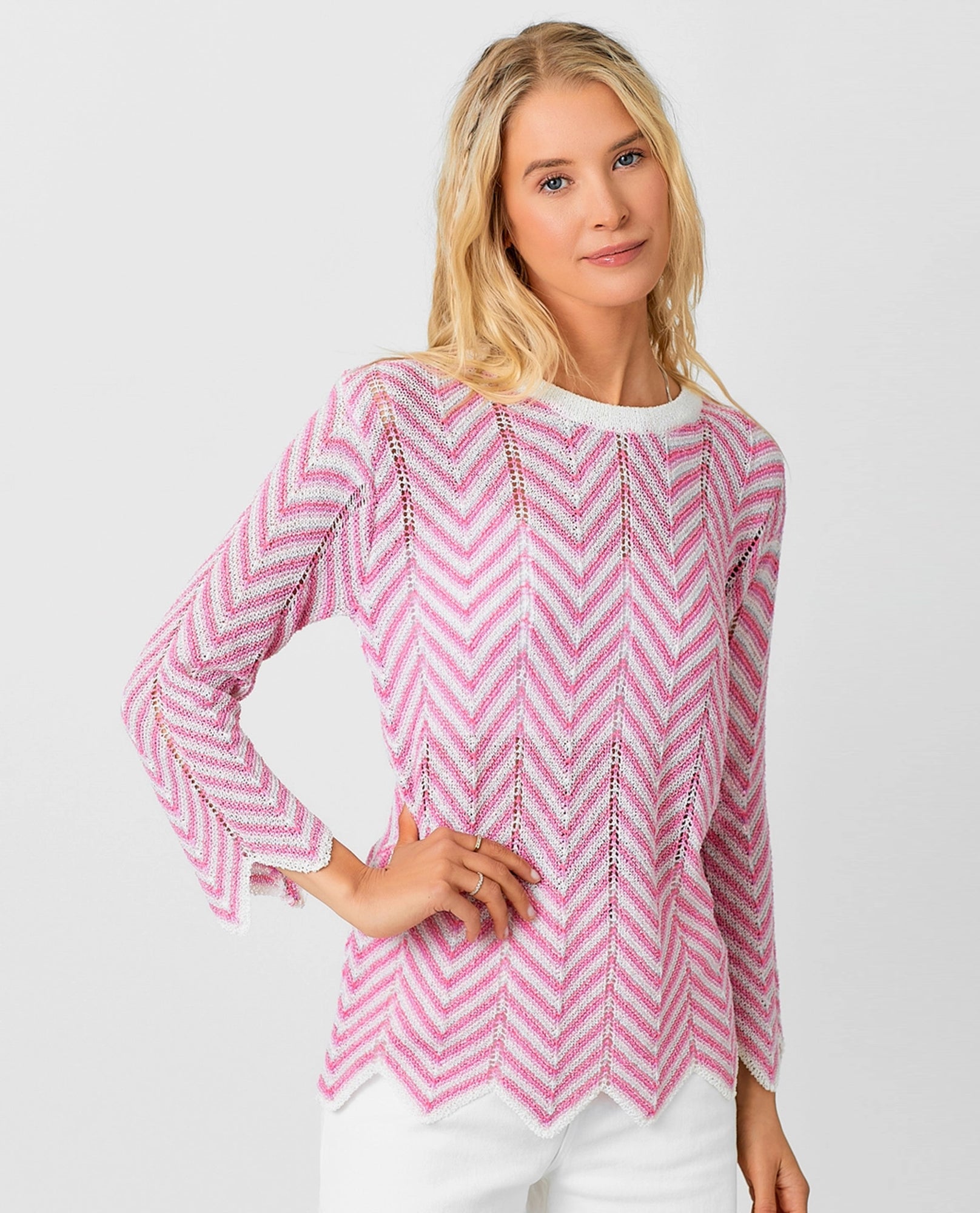 MYSTREE 57752 SCALLOP EDGE 3/4 SLEEVE SWEATER – The Clothing Cove