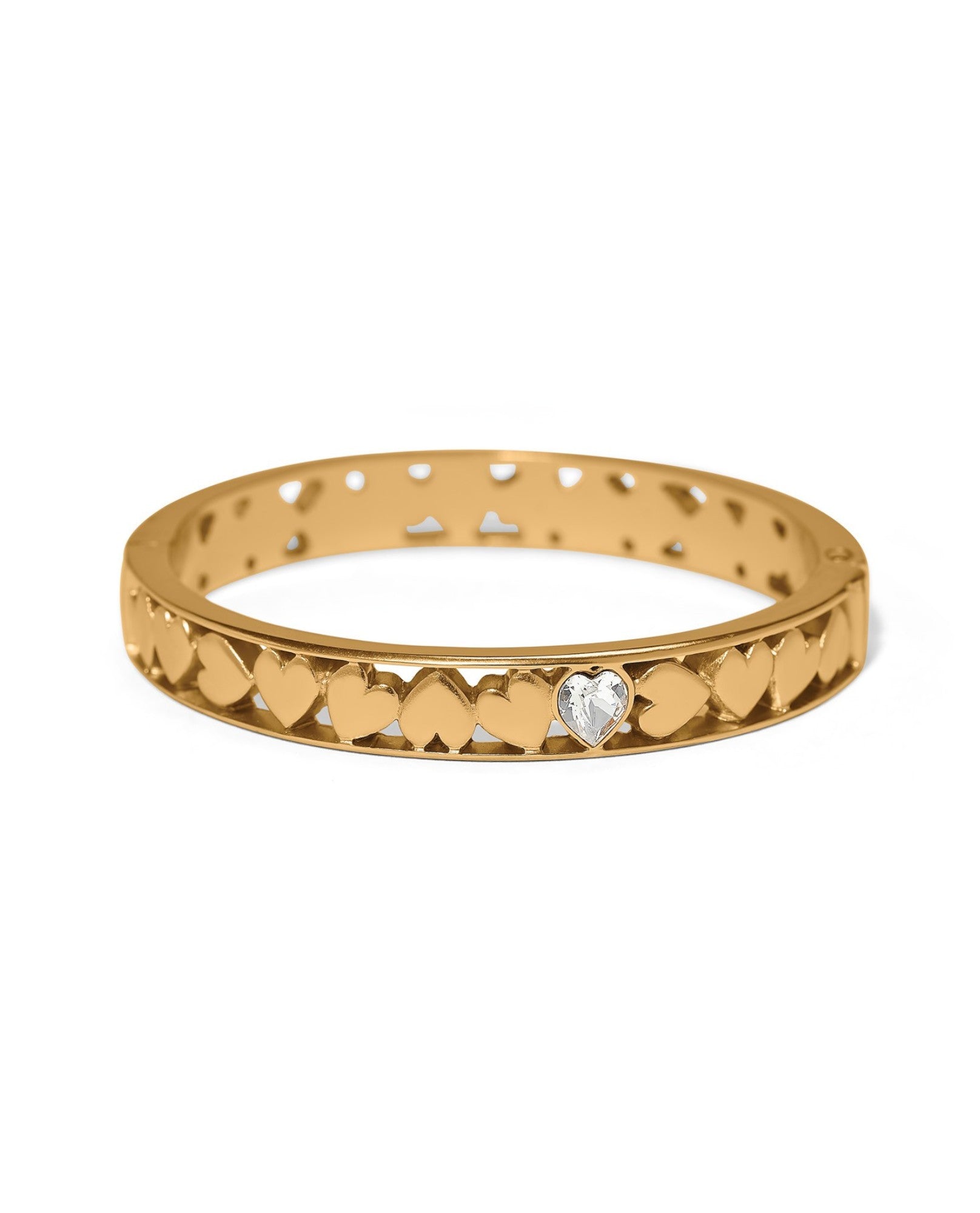 BRIGHTON JF0367 MYSTERY OF LOVE GOLD CRYSTAL BANGLE | Heart Bangle ...