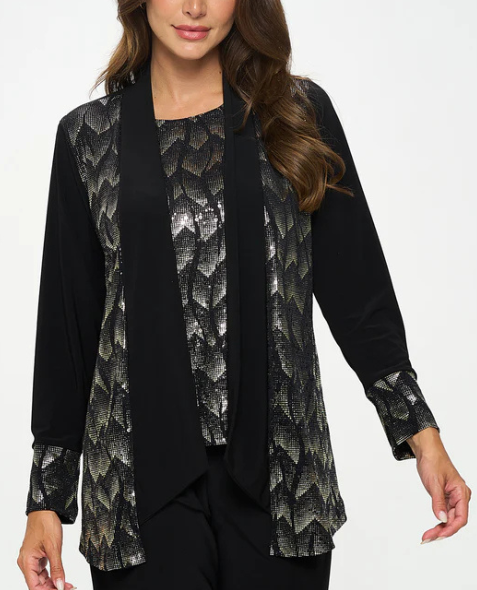 JOSTAR FOIL SEQUIN CARDIGAN | Long Sleeve Sequin Accent Cardigan – The ...