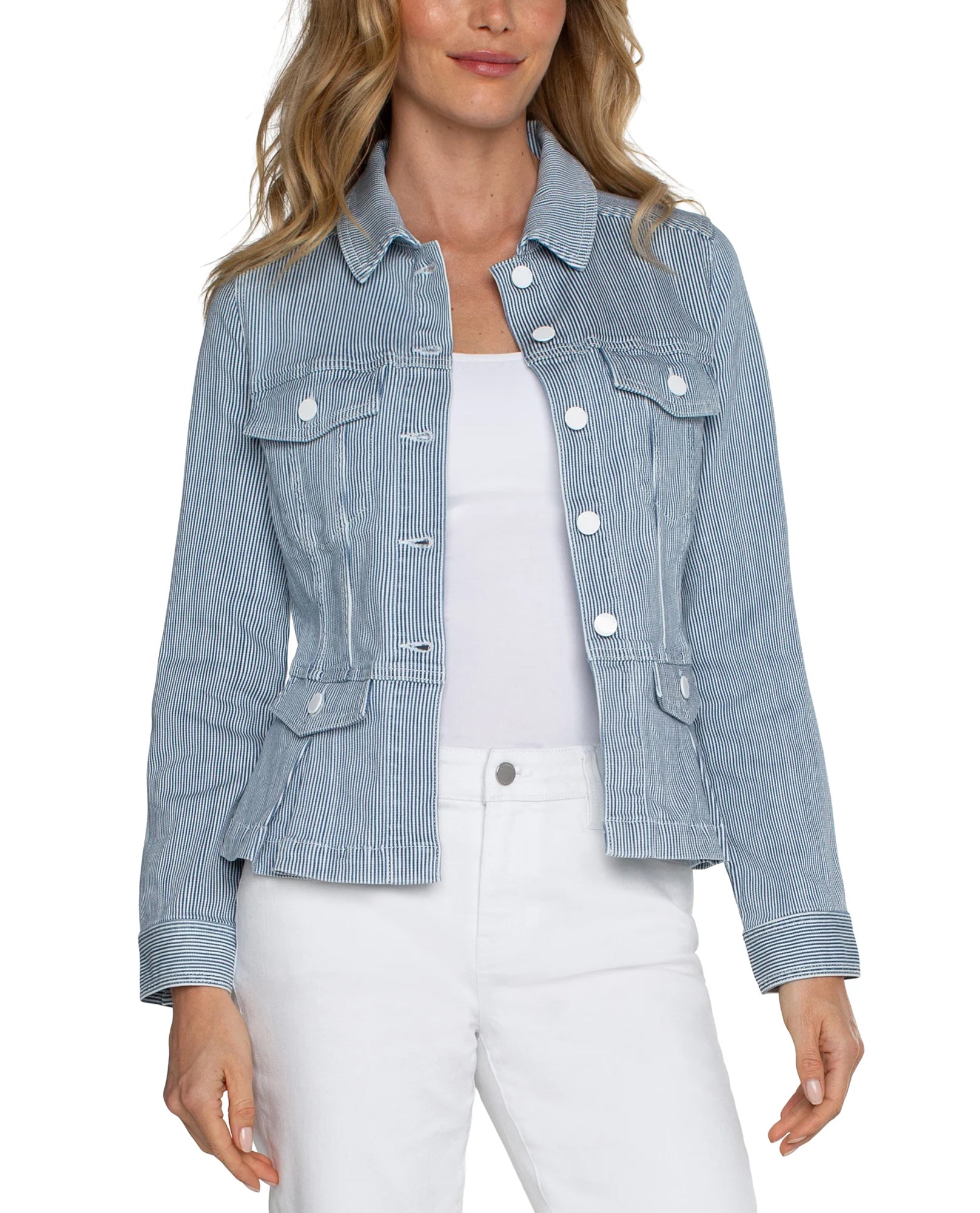 LIVERPOOL LM1036ST9 PEPLUM DENIM JACKET – The Clothing Cove