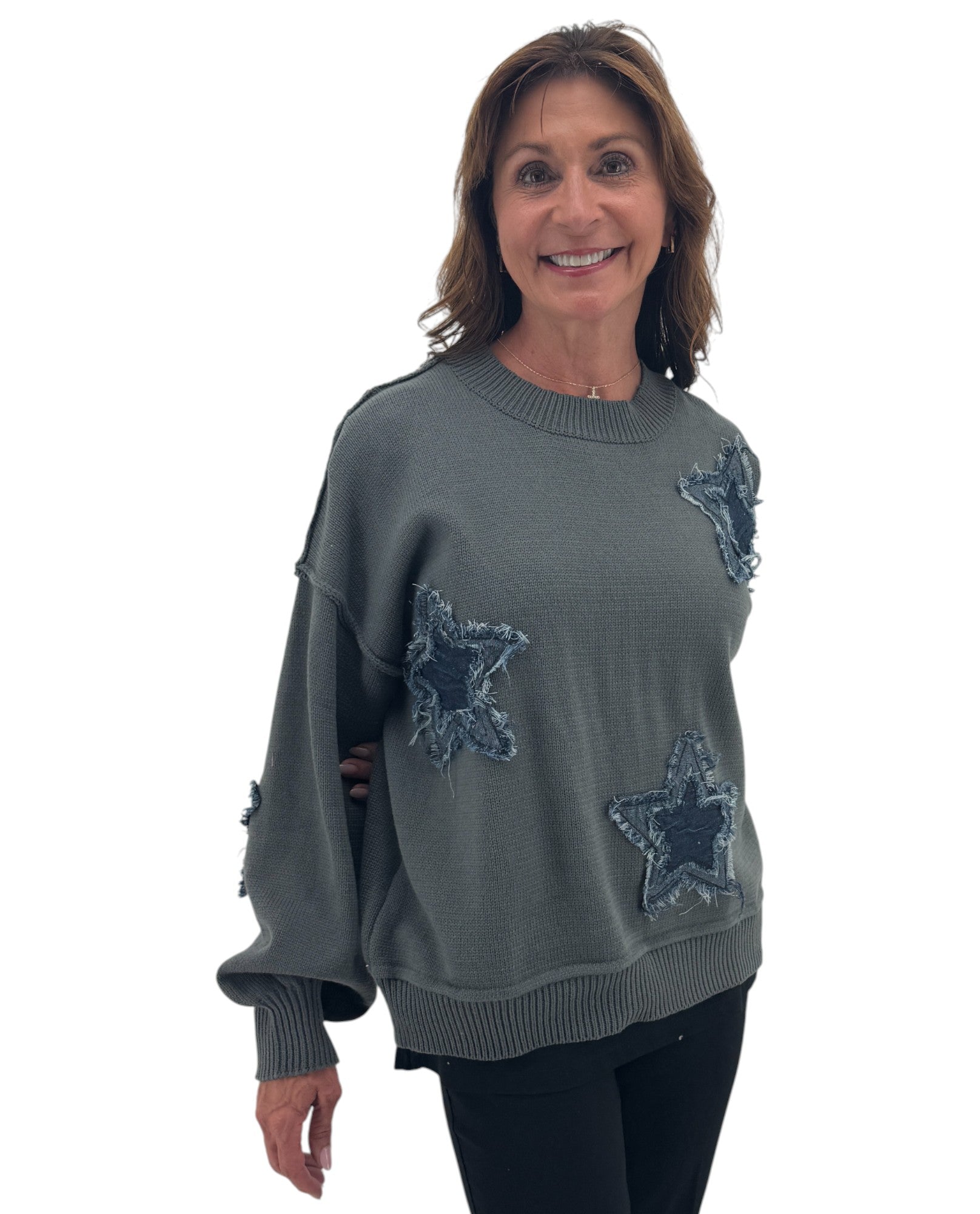 MELLO DENIM STAR KNIT SWEATER – The Clothing Cove