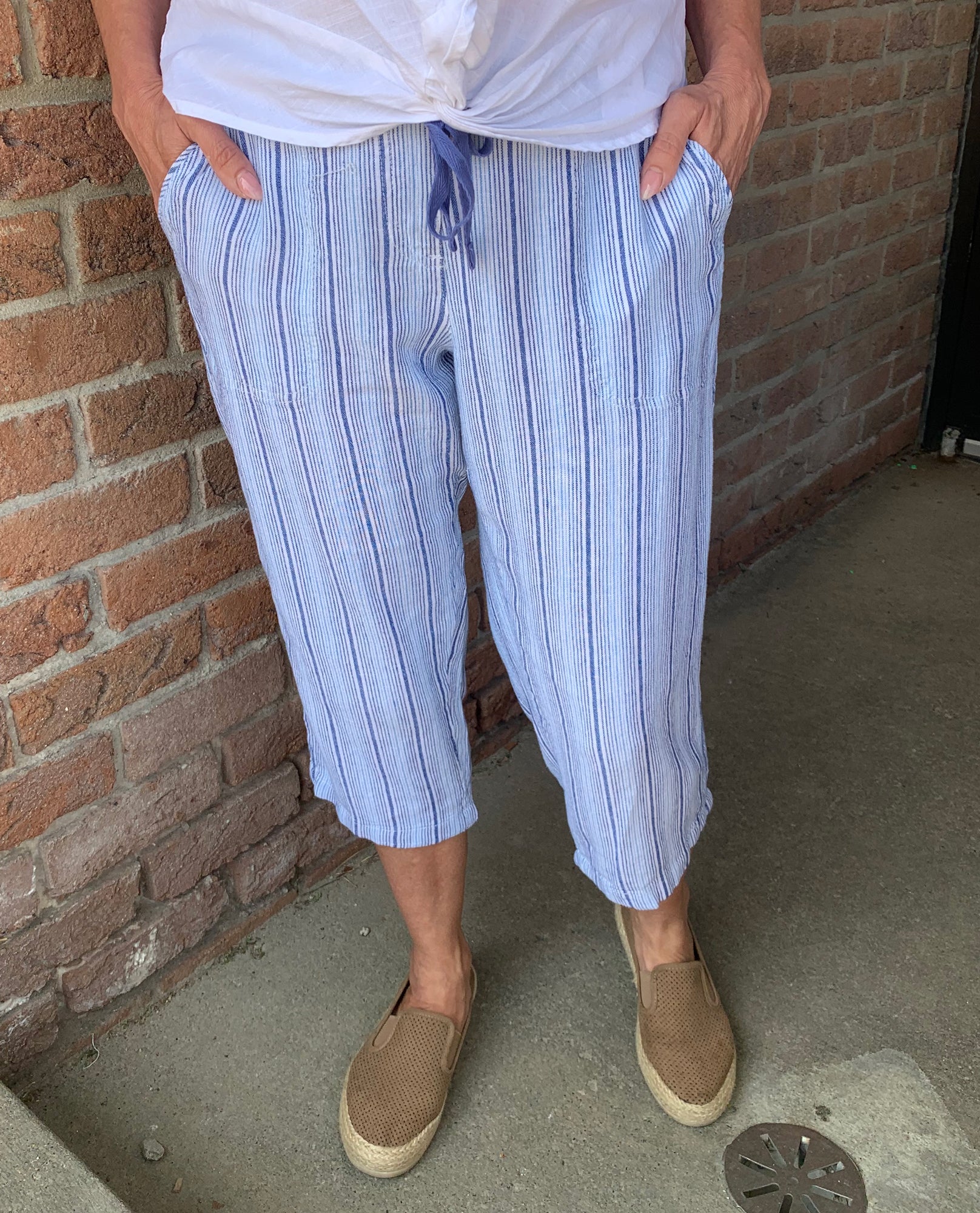 DASH DA1360 STRIPE CAPRI | Striped Capris With Pockets – The Clothing Cove