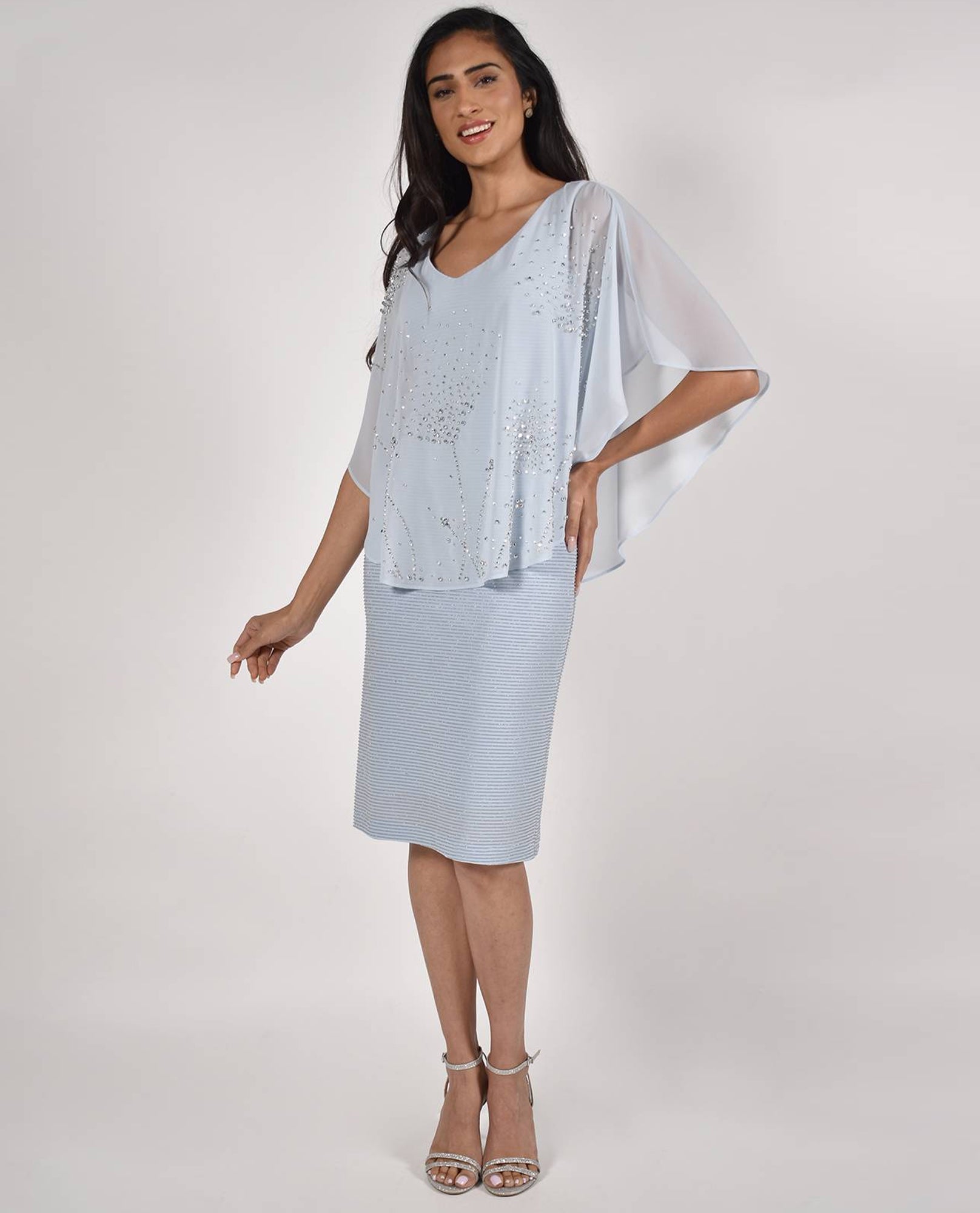 Frank Lyman 222188 Chiffon Beaded Overlay – The Clothing Cove