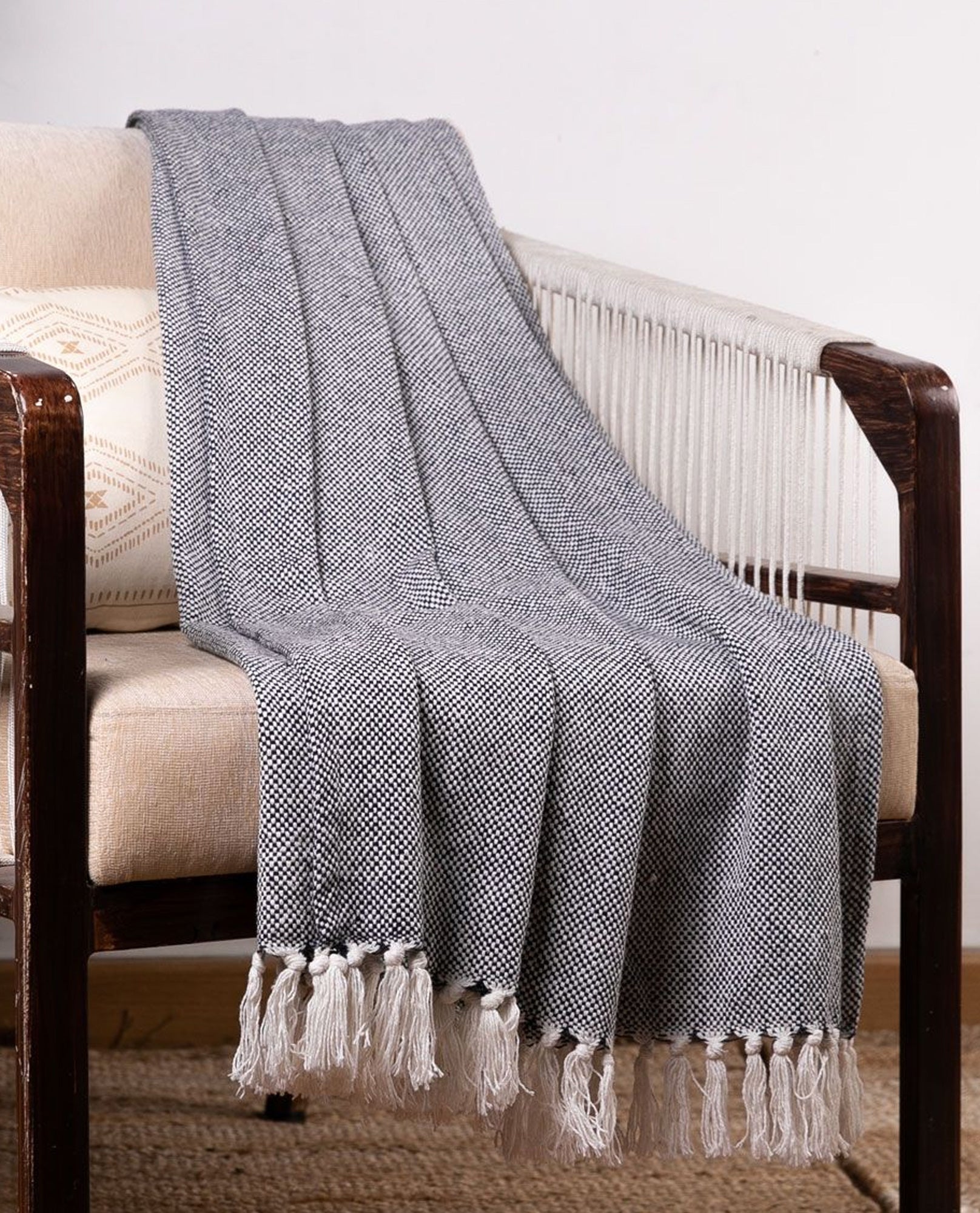 100% Cotton Throw With Fringes 10113 | Natural Fiber Throw – The ...