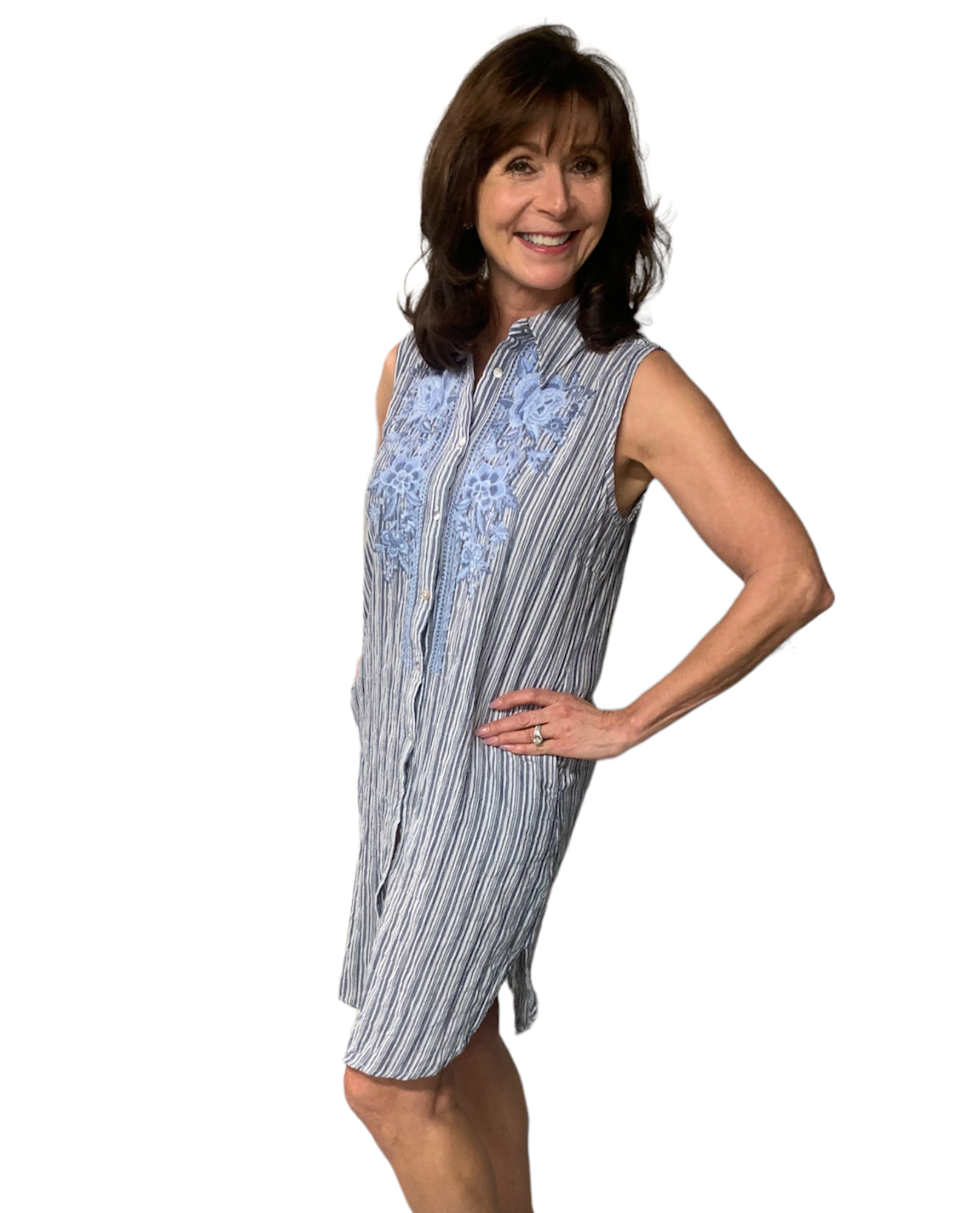 STRIPE SLEEVELESS DRESS 2028-MAT | Striped Dress With Pockets – The ...